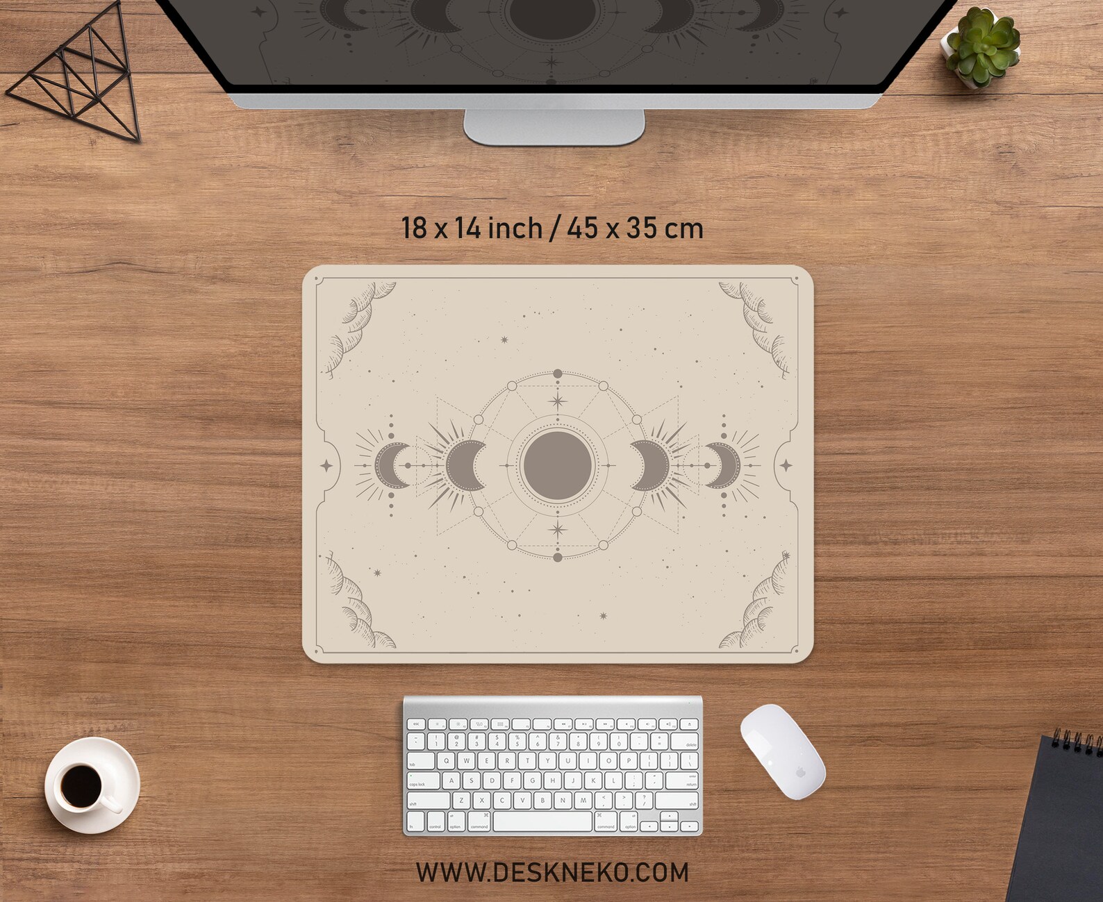 Beige Desk Mat Moon Phases, Light Brown Mousepad Boho, Plain Sage Green ...