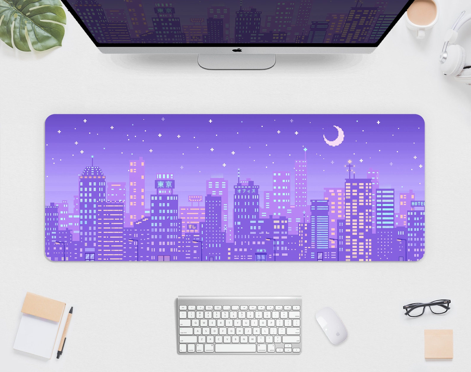 Purple Desk Mat Mousepad Lilac Violet Japanese Skyline Tokyo - Etsy