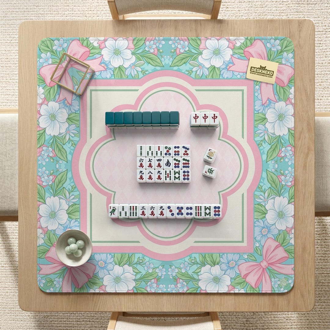 Mahjong Mat, Mahjong Tablecloth, Floral Table Protector, Pink Coquette ...