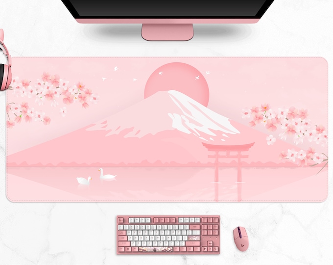 Blue Desk Mat Kawaii, Cute Mouse Pad Aesthetic, Light Blue Pastel Cloud ...