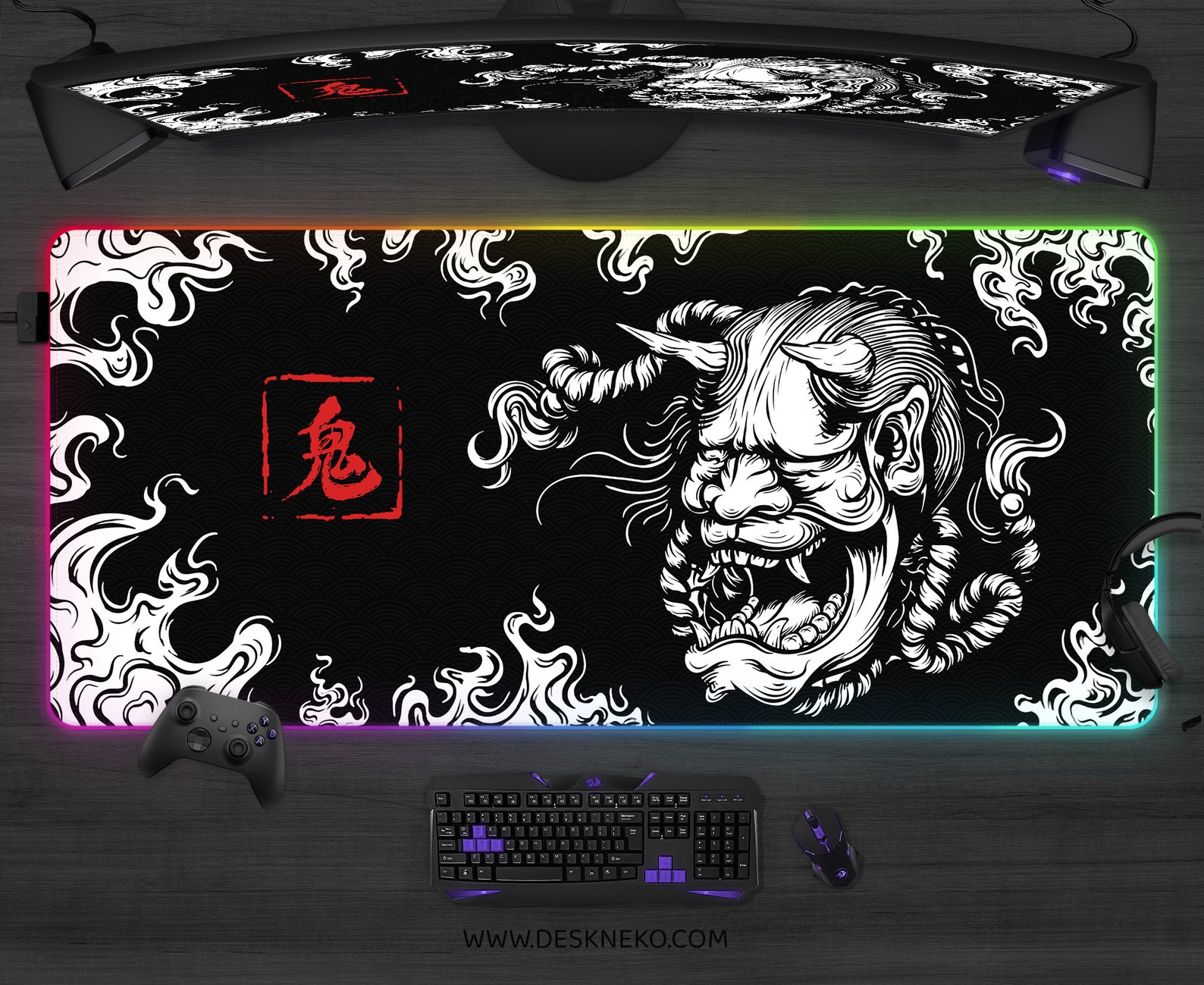 Oni Deskmat Japanese Desk Mat, Samurai Warrior Mousepad Large Xl ...