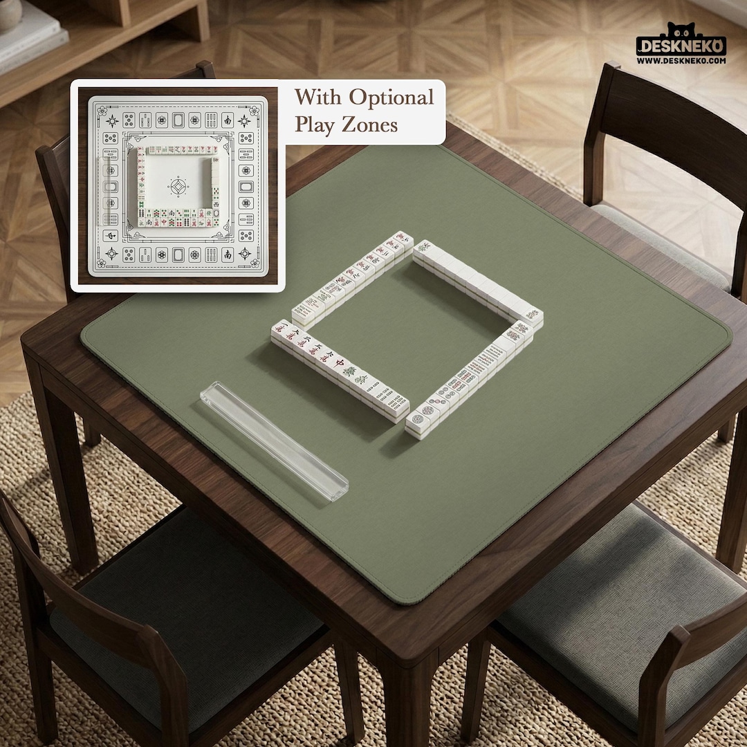 Mahjong Mat, Sage Green Mahjong Table Mat, Faux Linen Riichi Tile Play ...