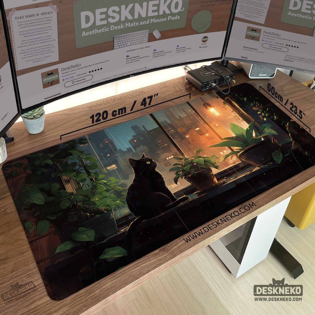 Cozy Cat Desk Mat, Lofi Mouse Pad, XL Gaming Mousepad Led/rgb Extra ...