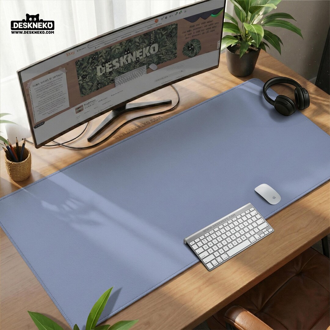 Pastel Blue Desk Mat for Minimalist Setup, Soft Periwinkle Mousepad ...