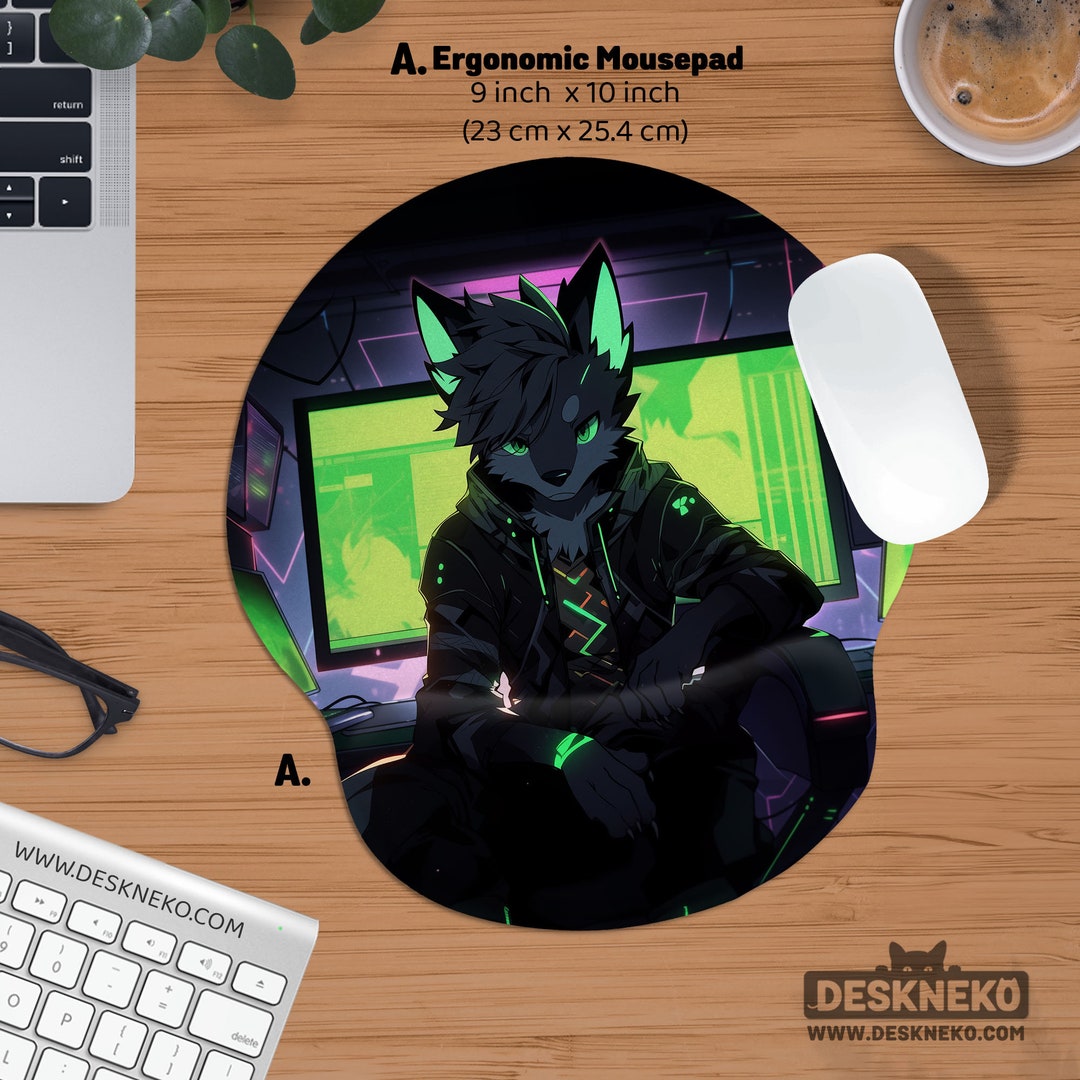 Furry Mousepad Desk Mat, Ergonomic Mouse Pad With Wrist Rest, Cute ...