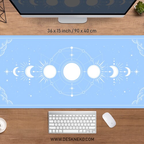 Blue Desk Mat Kawaii Cute Mouse Pad Aesthetic Light Blue - Etsy