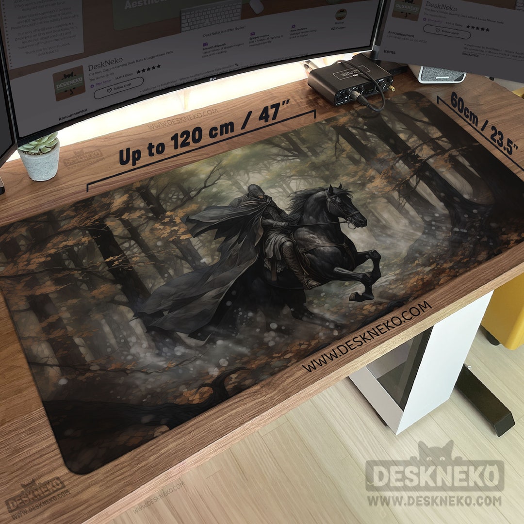 Forest Horse Rider Desk Mat: Mtg Playmat Mouse Pad Xl, Black Cloaked ...