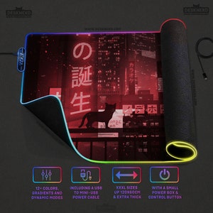 Red Gaming Desk Mat, Large Mouse Pad, Neon Rgb Mousepad Led, XXL ...