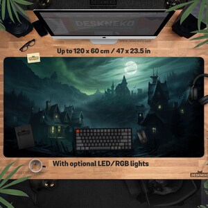 Haunted Village Desk Mat: Green Mouse Pad Xl, Extended Deskmat Xxl ...