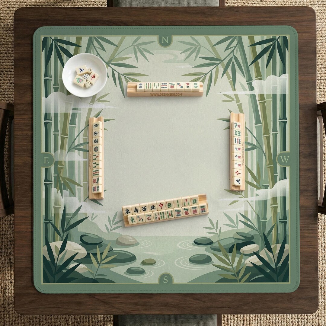 Mahjong Mat, Bamboo Mahjong Table Mat, Sage Green Zen Play Mat ...
