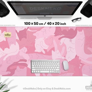 Pink Cats Desk Mat, Cute Mouse Pad Wrist Rest, Xxl Large Mousepad Led ...