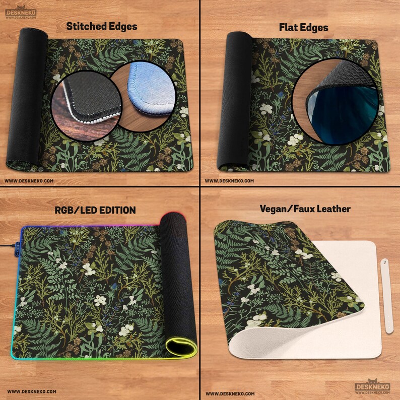 Botanical Desk Mat, Dark Green Mouse Pad, Fern Mousepad Large ...