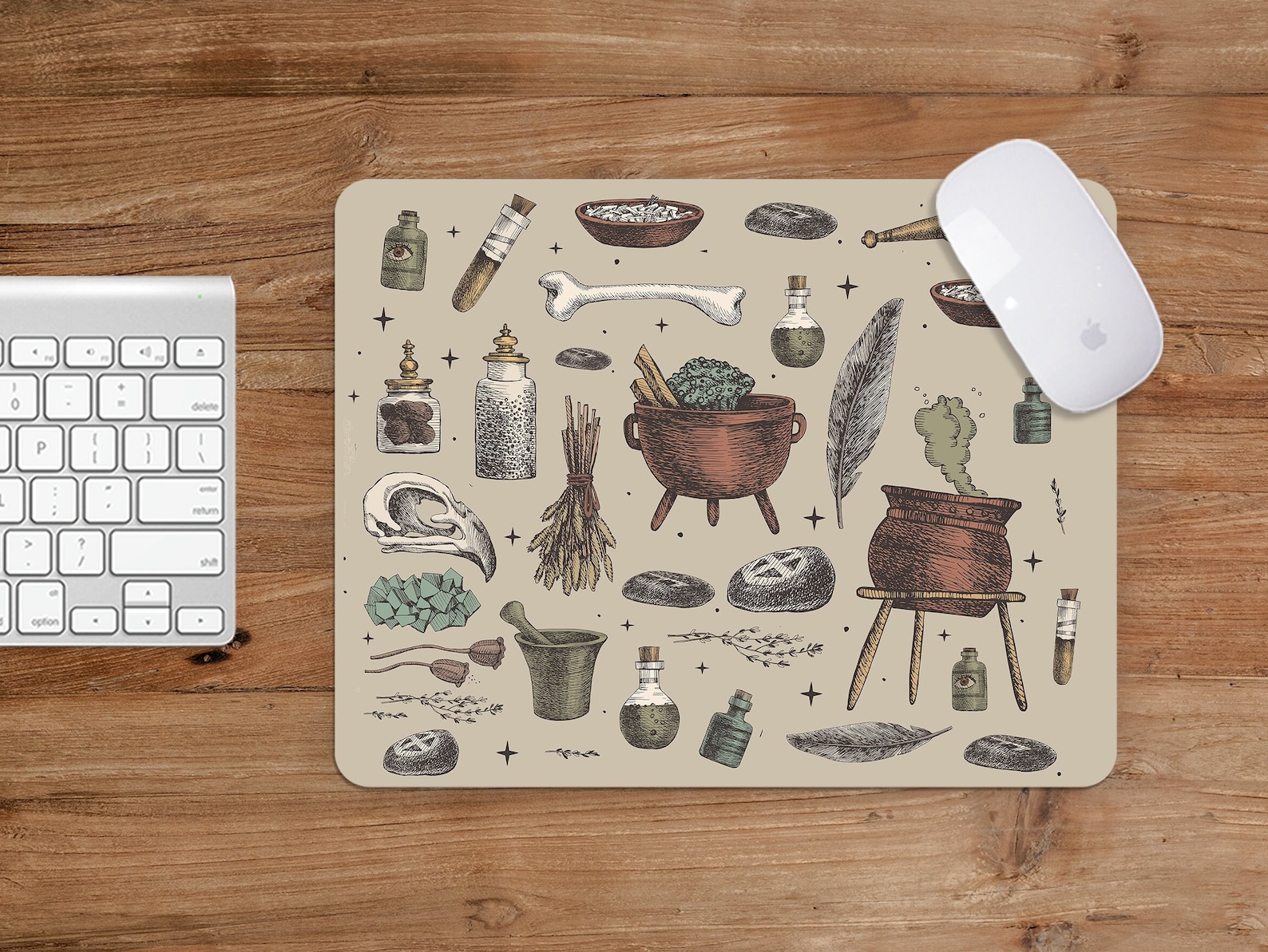 Witchy Desk Mat Xxl, Wicca Mousepad Herbology, Cute Witch Aesthetics ...