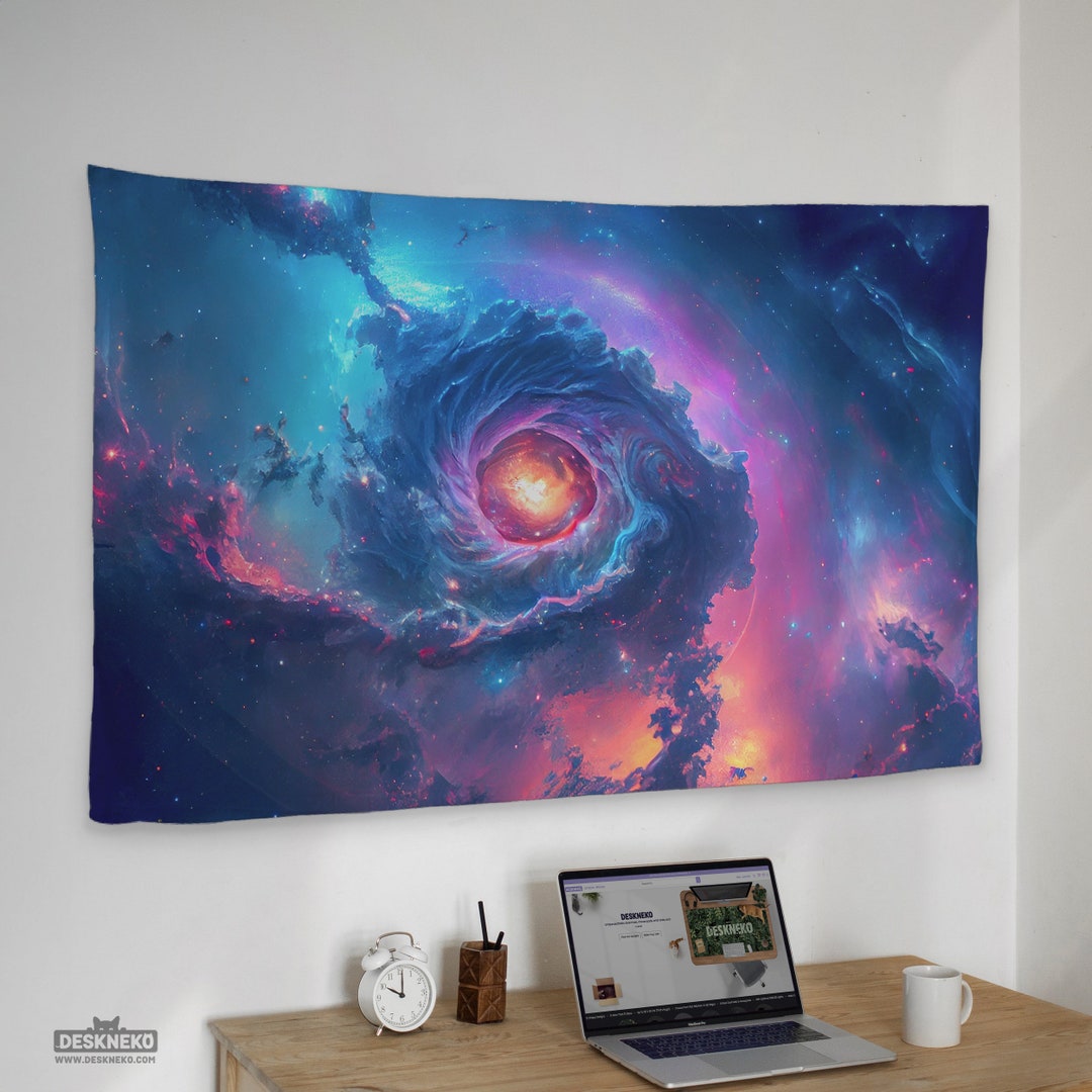 Nebula Wall Tapestry, Space Galaxy Hanging Decor, Vibrant Colors, Desk ...
