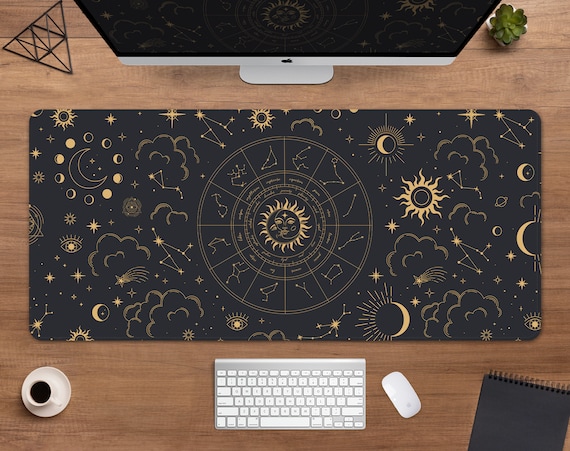 Constellation Desk Mat Astrology Mousepad Xl Gold Black - Etsy