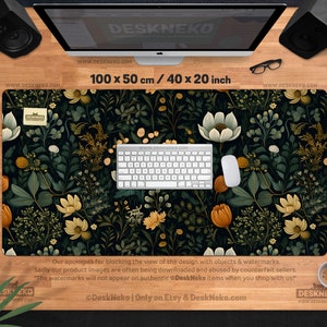 Floral Desk Mat Xl, Nature Mousepad Large, Dark Cottagecore Mouse Pad ...