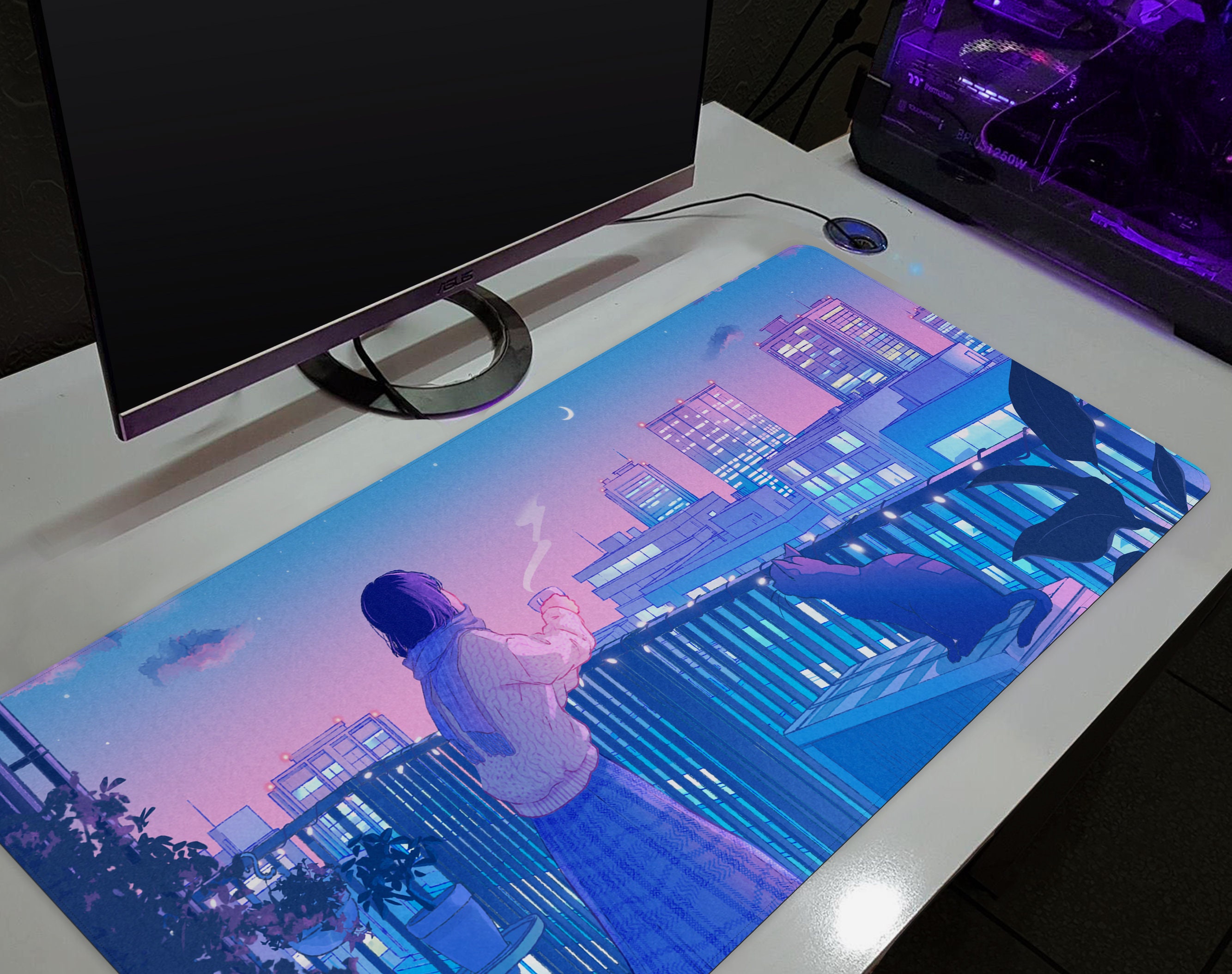 Lo-fi Anime Deskmat Cute Kawaii Mousepad Japanese Desk Mat - Etsy