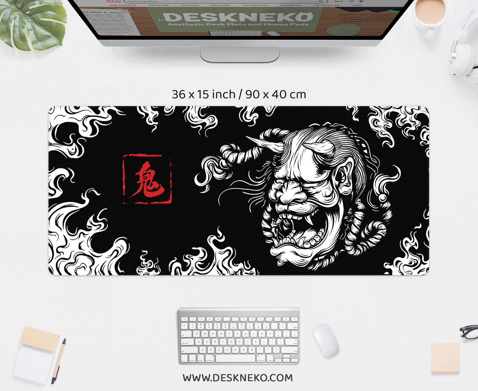 Oni Deskmat Japanese Desk Mat, Samurai Warrior Mousepad Large Xl ...