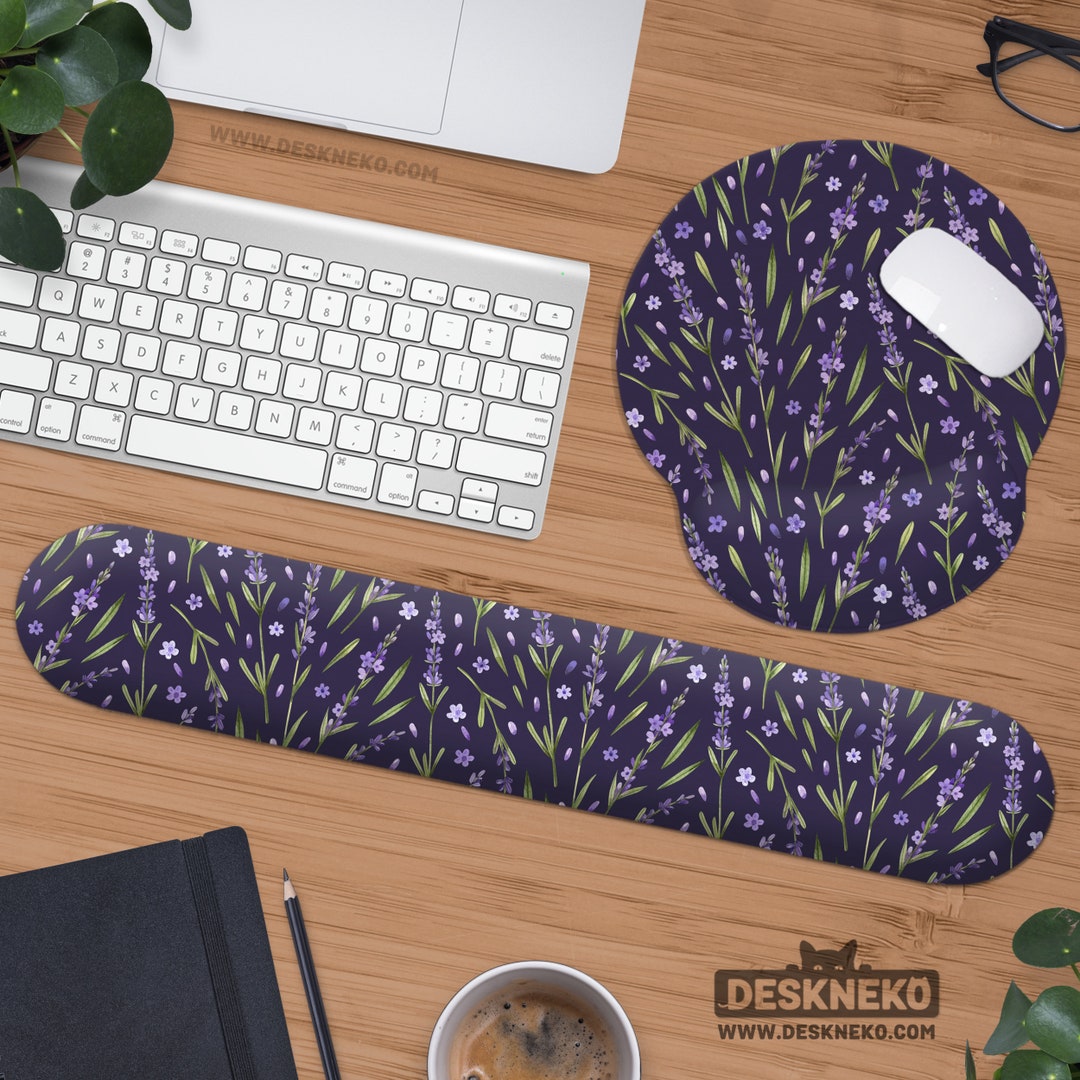 Floral Mousepad With Wrist Rest, Cute Ergonomic Mouse Pad, Lavender ...