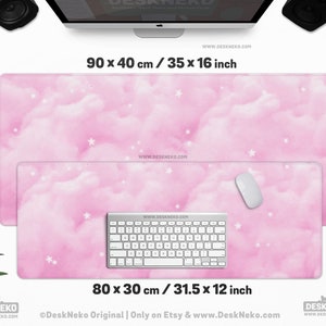 Fluffy Clouds Mouse Pad With Wrist Rest, Cute Pink Ergonomic Mousepad ...