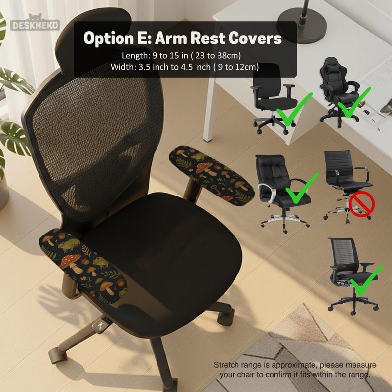 Cottagecore Goblincore Office Chair Cover, Woodland Mushroom Fern ...