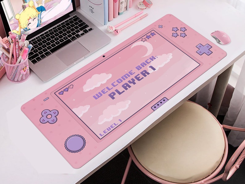Customizable Pink Mousepad, Kawaii Pastel Lilac/purple Gaming Desk Mat ...
