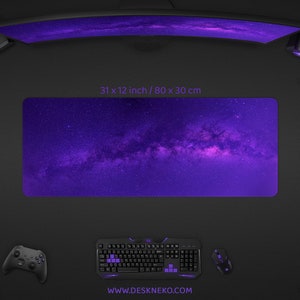 Space Desk Mat Purple, Nebula Mouse Pad Large, RGB LED Gaming Deskmat ...