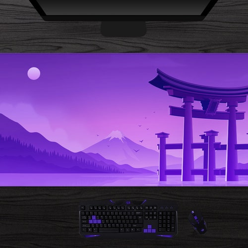 Purple Tokyo Desk Mat Xl Japanese Street Mousepad Retro - Etsy