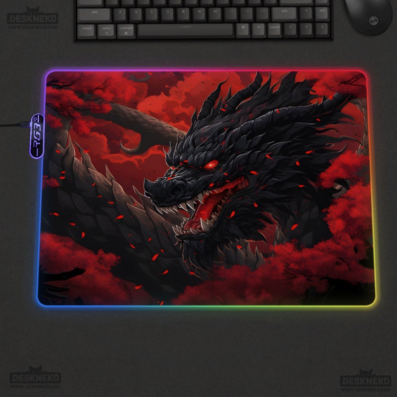 Gaming Mouse Pad Led, Red Dragon Deskmat Xl, Dark Magic Aesthetic ...