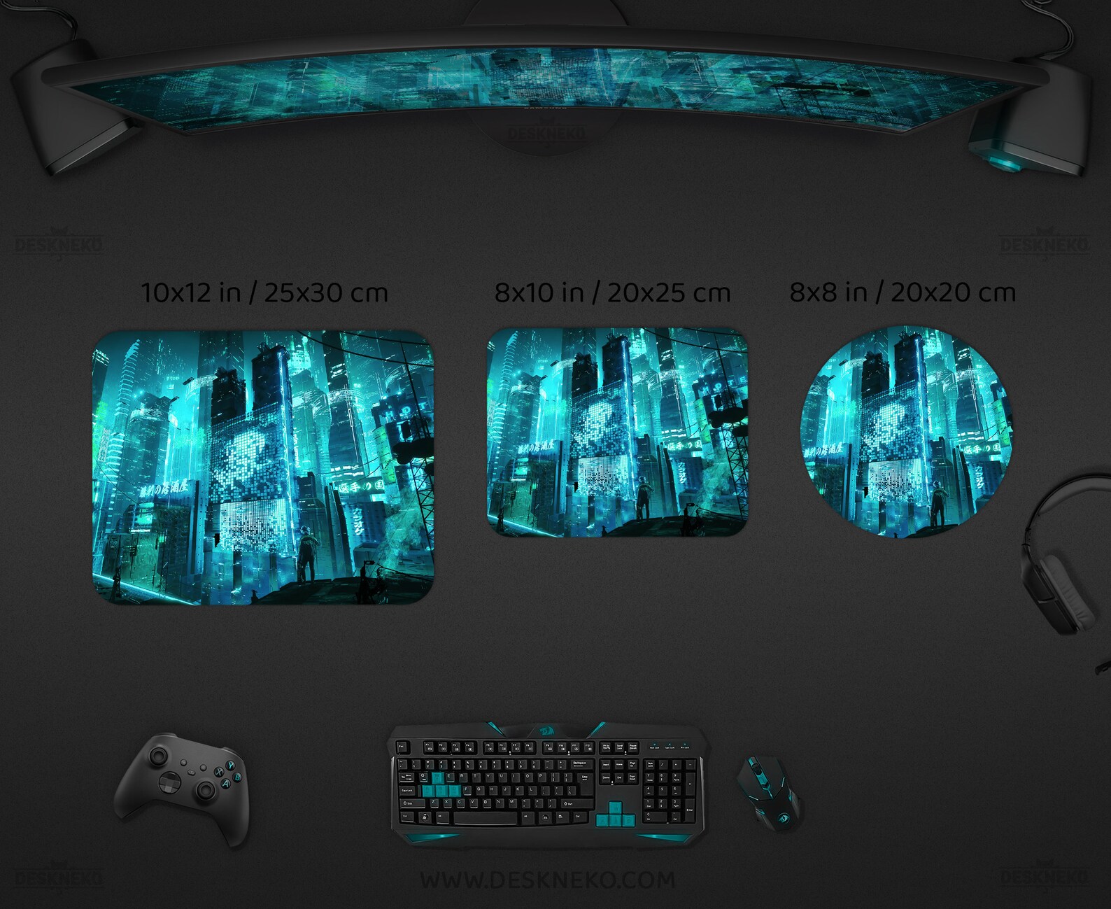 Cyan Gaming Desk Mat, Cyberpunk Mouse Pad Large, XXL Rgb Led Keyboard ...