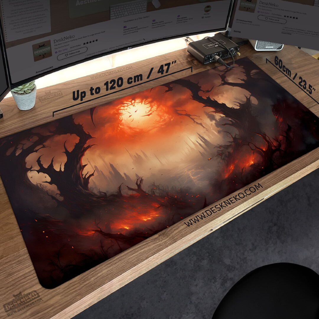 Magic Forest Desk Mat: Play Mat or Mouse Pad, Dark Fire Fireball ...