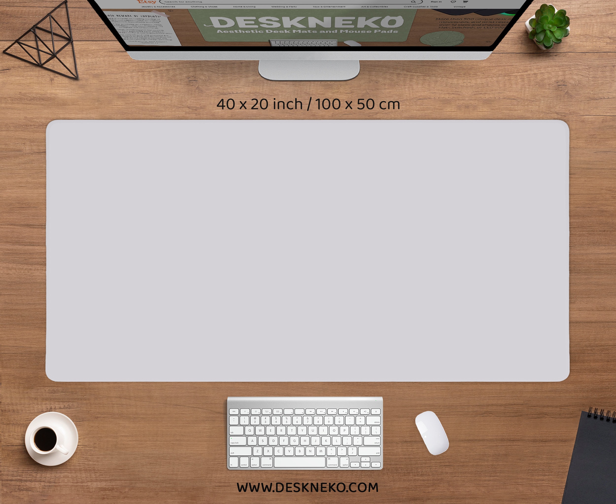Grey Desk Mat off White, Plain Mouse Pad Light Gray, Padded Keyboard ...