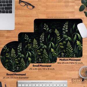 Dark Green Desk Mat: Plants Mouse Pad, Dark Forest Fern, Botanical ...