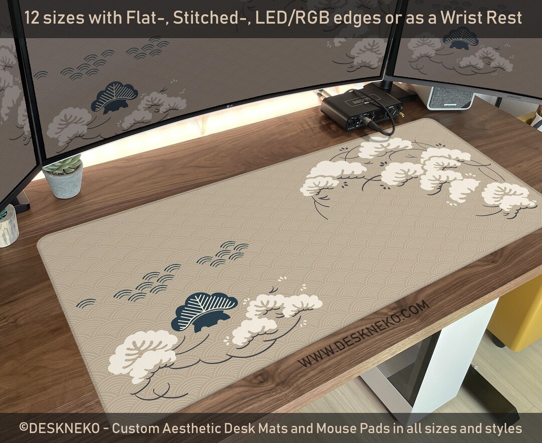 Japanese Deskmat Beige, Desk Mat Mousepad Japan, Oriental Asian Art ...