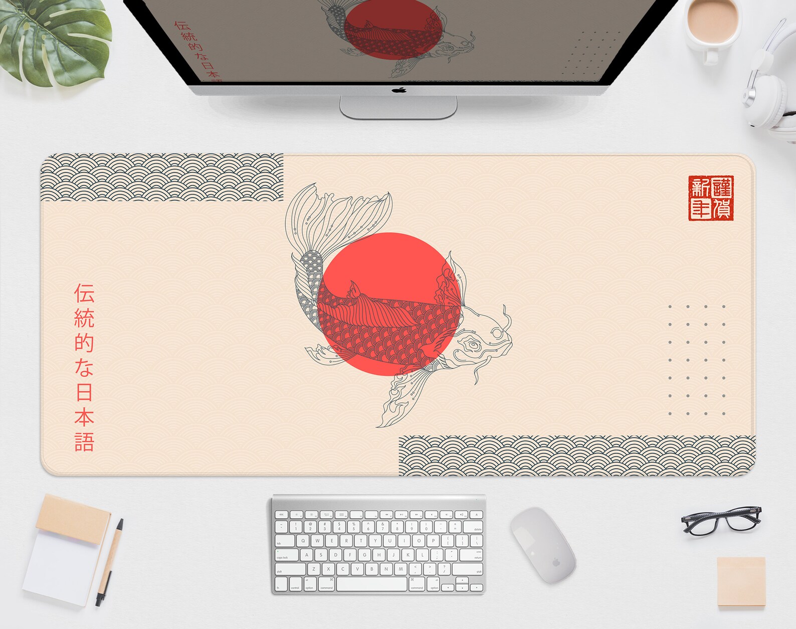 Japanese Desk Mat Fish Food Mousepad Minimal Trendy Boho - Etsy