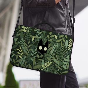 Peeking Cat Laptop Sleeve, Anime Computer Bag, Cute Kawaii Black Cat ...