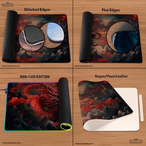 Red Dragon Desk Mat, Japanese Mouse Pad, Large Gaming Mousepad Led, Rgb ...