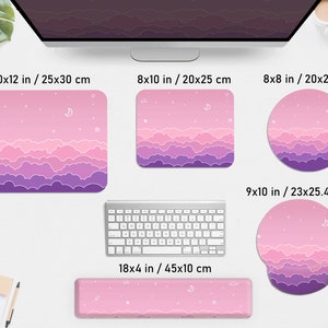 Cute Pink Desk Mat Mousepad, Gaming Deskmat Pastel Clouds, Kawaii ...