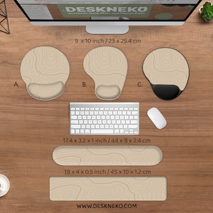 Beige Topographic Desk Mat, Large Mouse Pad, Topo Map Contour Lines ...