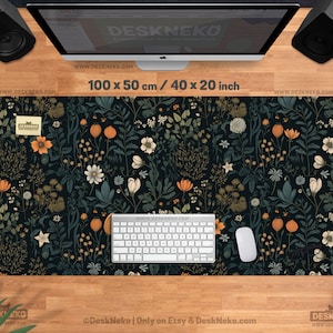 Floral Desk Mat, Dark Cottagecore Deskmat, Botany Mouse Pad Xl Keyboard ...
