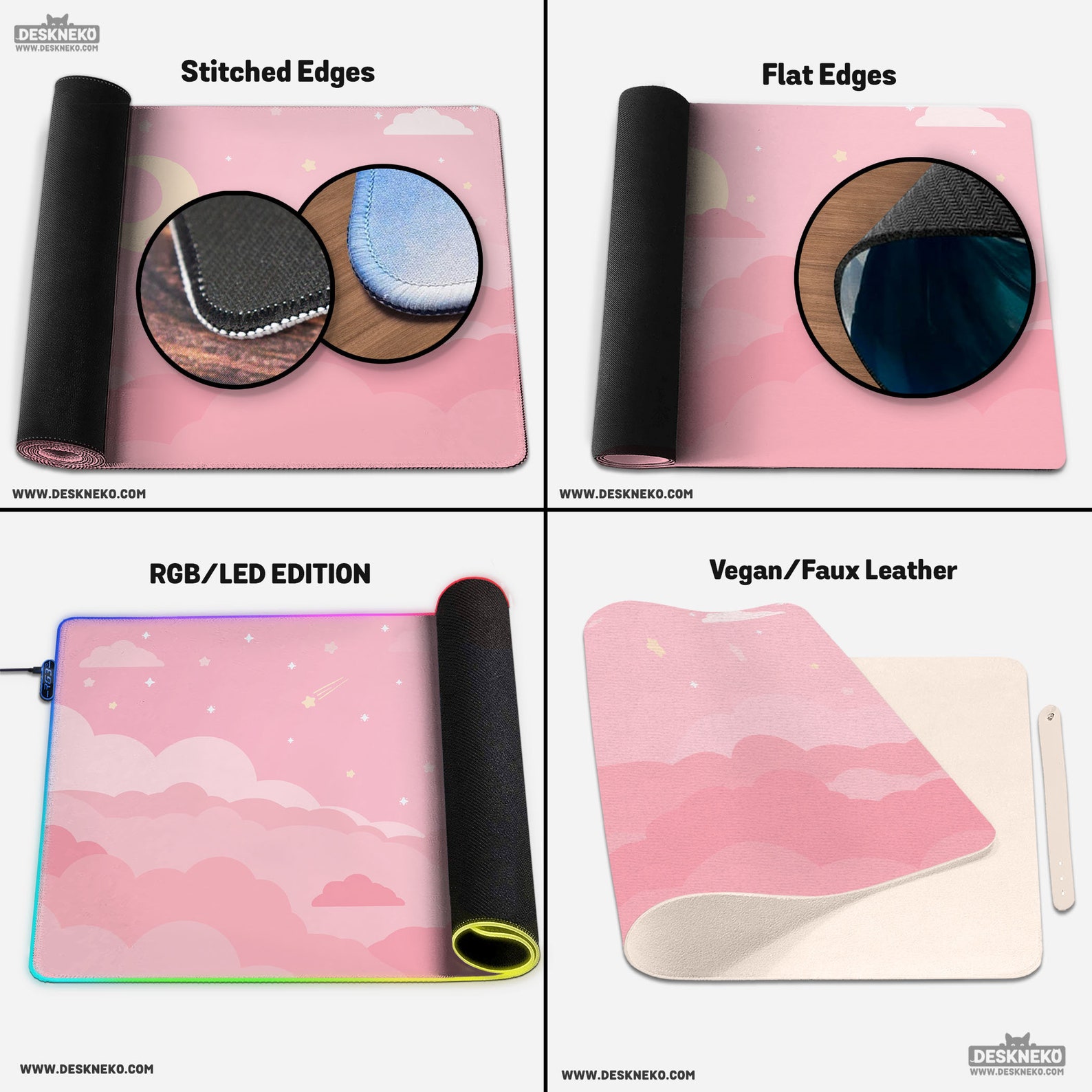 Pink Clouds Desk Mat, Pastel Mouse Pad Cute, Large Mousepad Xxl, Rgb ...