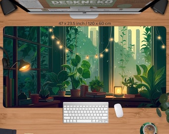 Cat Cafe Desk Mat Lo Fi Anime Mousepad Aesthetic Kawaii - Etsy