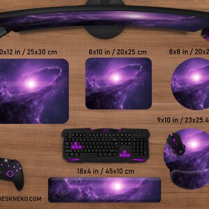 Space Desk Mat Galaxy Mousepad Nebula, Purple Sky Stars Moon Planet ...