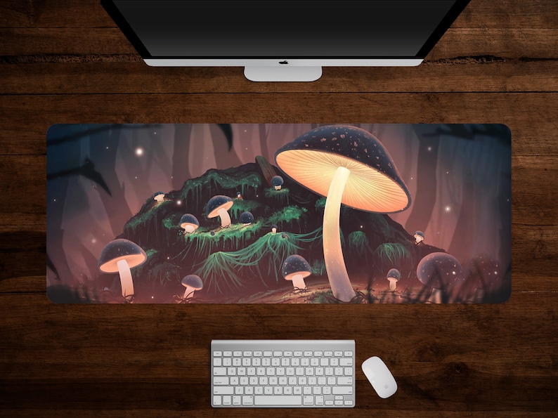 Forest Mousepad Nature Desk Mat Xxl Magic Mushroom Forager - Etsy