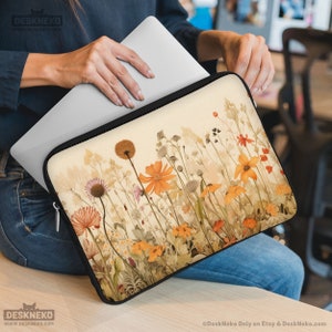 Flowers Laptop Sleeve, Computer Bag for Women, Cute Wildflower Floral ...