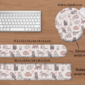 Cute Cats Desk Mat Minimal Mousepad, Beige White Mouse Pad, XXL Gaming ...