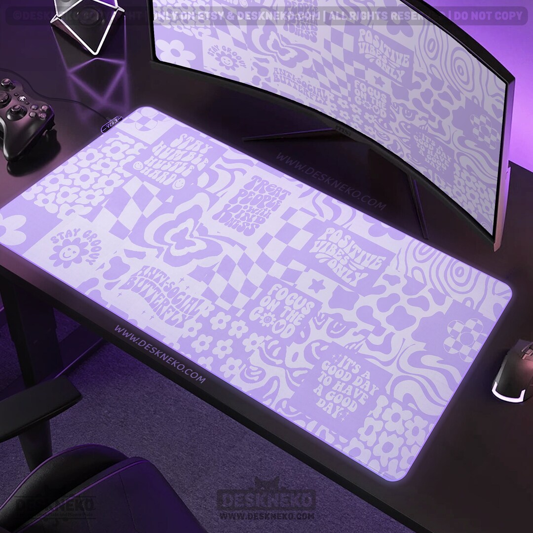 Purple Desk Mat Xl, Cute Mousepad Xxl, Large Mouse Pad Pastel, Kawaii ...