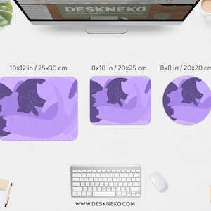 Purple Deskmat Kawaii Mousepad Cute Cats, Large Gaming Mouse Pad ...