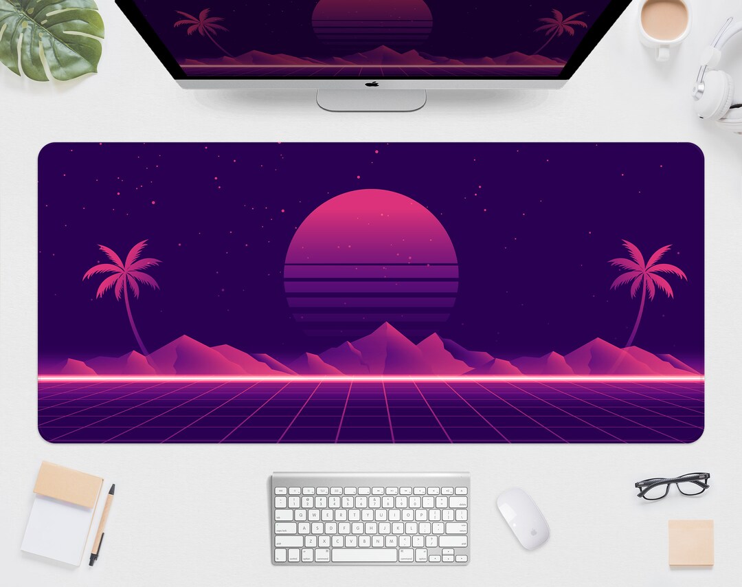 Vaporwave Deskmat Neon Tokyo, Cyber City Mousepad Desk Mat, Computer ...