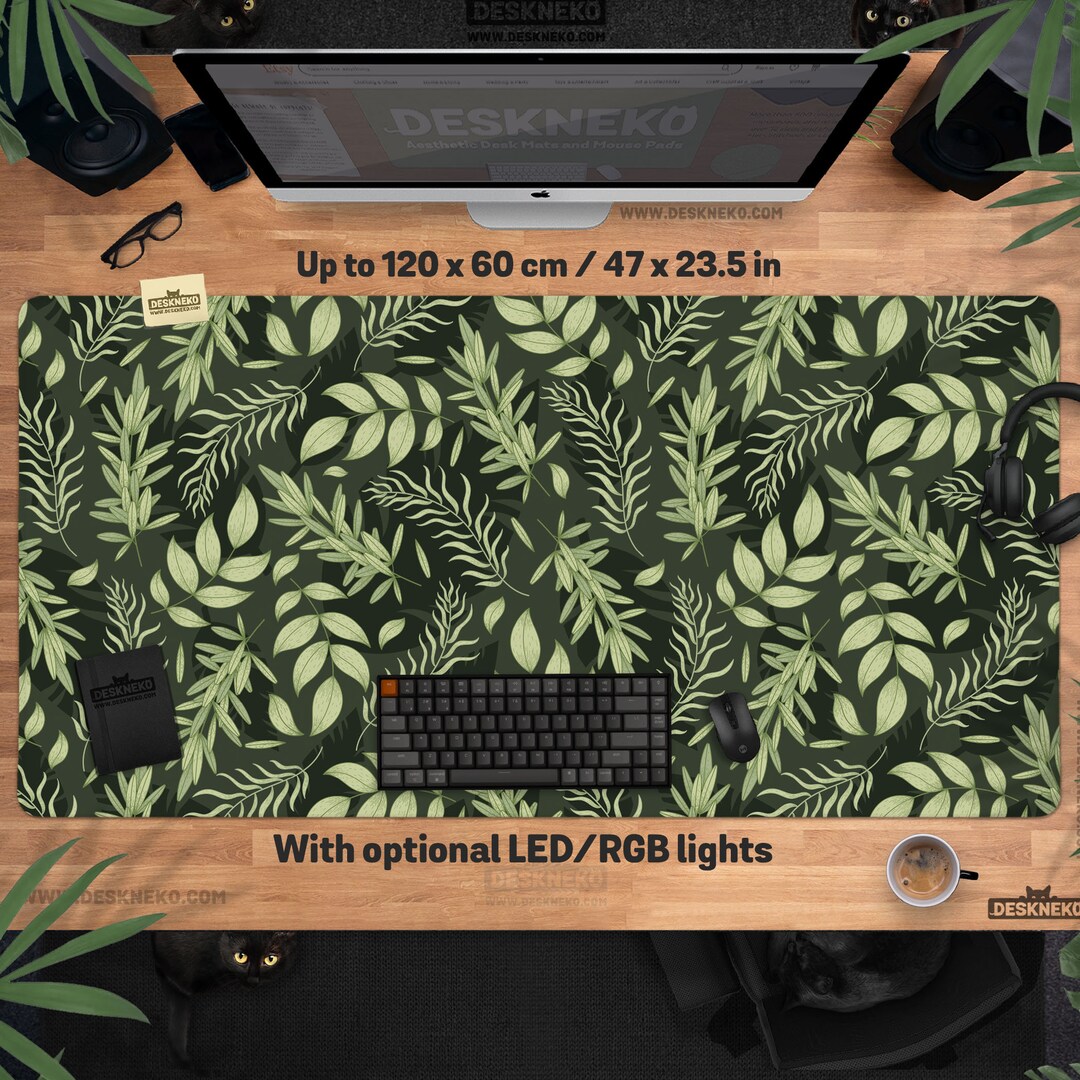 Nature Green Desk Mat: Sage Plants Mouse Pad, Botany Mousepad Xl ...